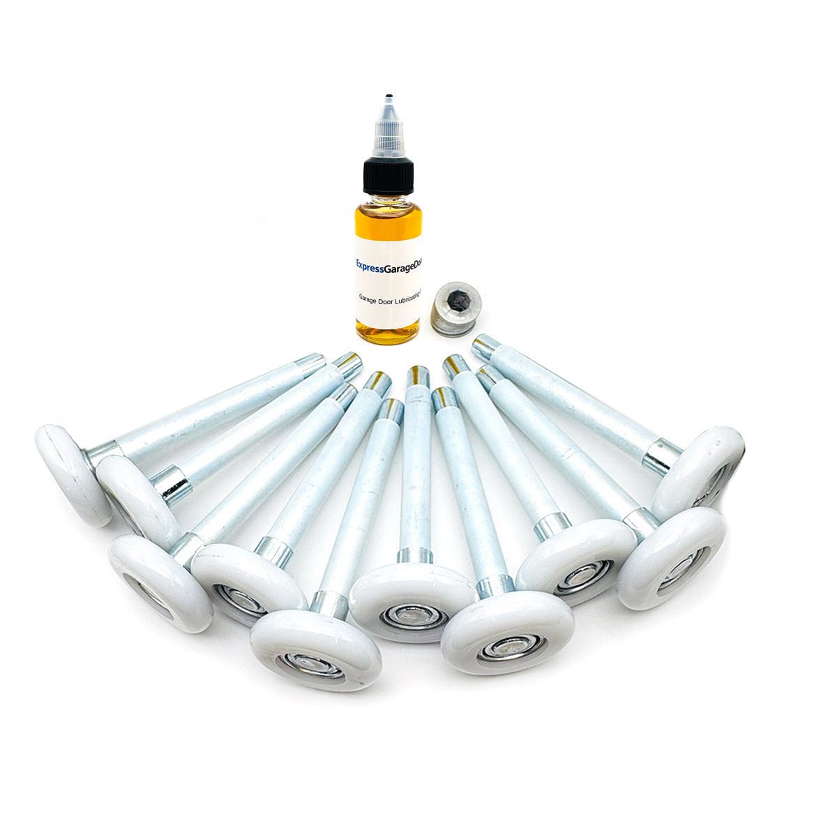 Universal Quiet Garage Door Roller Kit – 10 Ultra-Quiet Rollers + Lubr